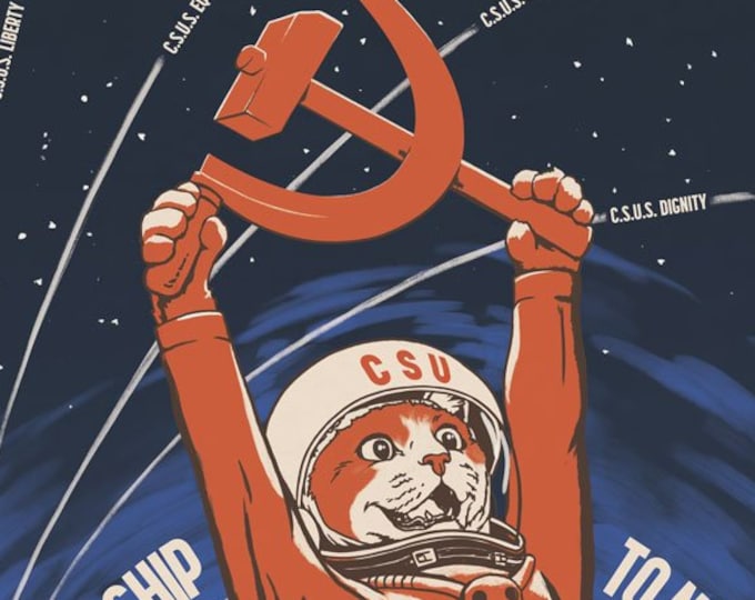 Soviet Cat Poster Cat Star Union - Etsy