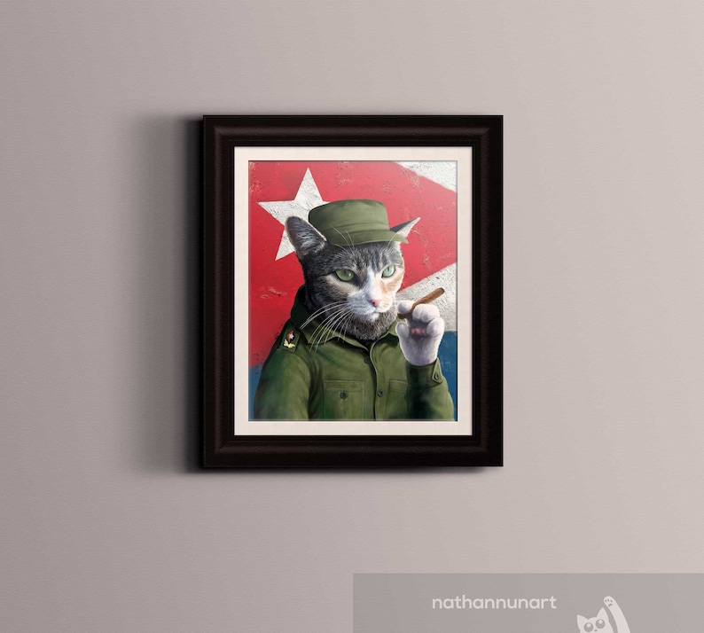 Fidel Catstro Fidel Castro as a Cat Print | Etsy