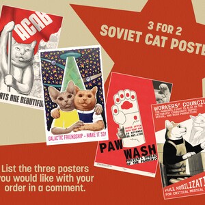 3 Soviet Cat Posters Deal Propaganda Posters - Etsy