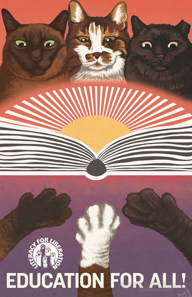 Soviet Cat Poster - Education for All! - Etsy