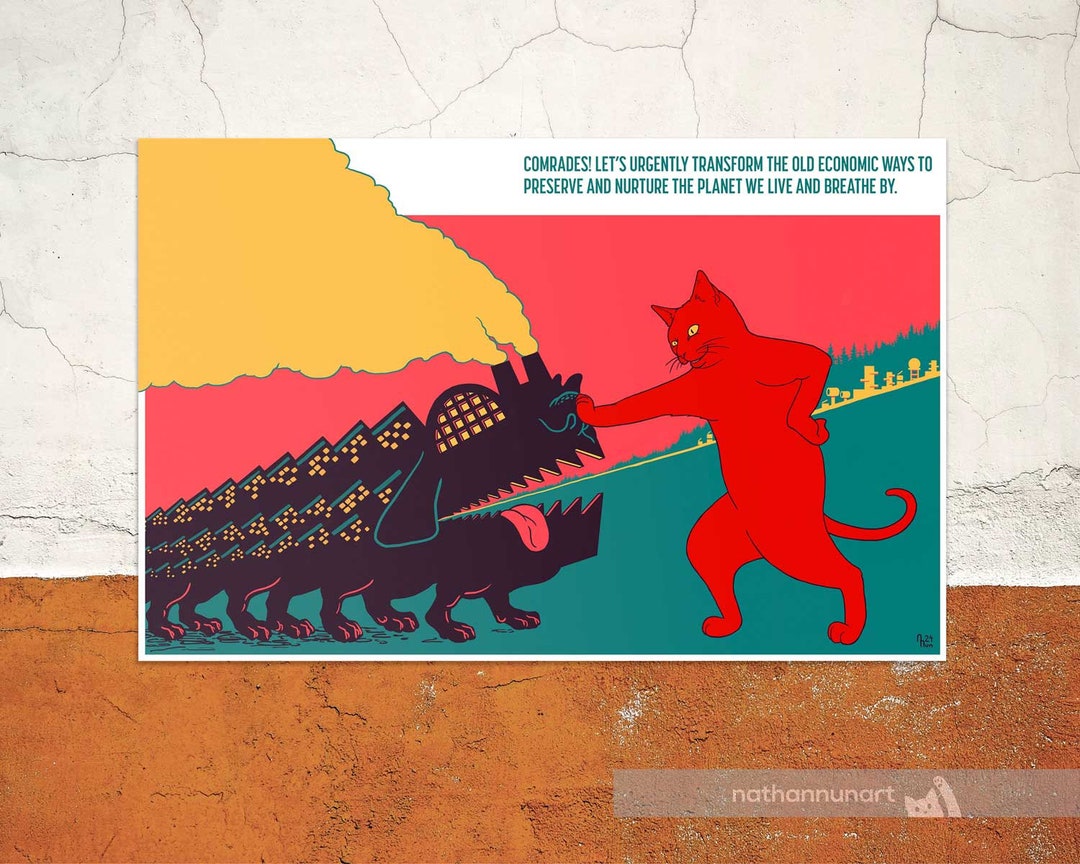 Soviet Cat Poster - Preserve and Nurture the Planet We Live and Breathe By - Etsy