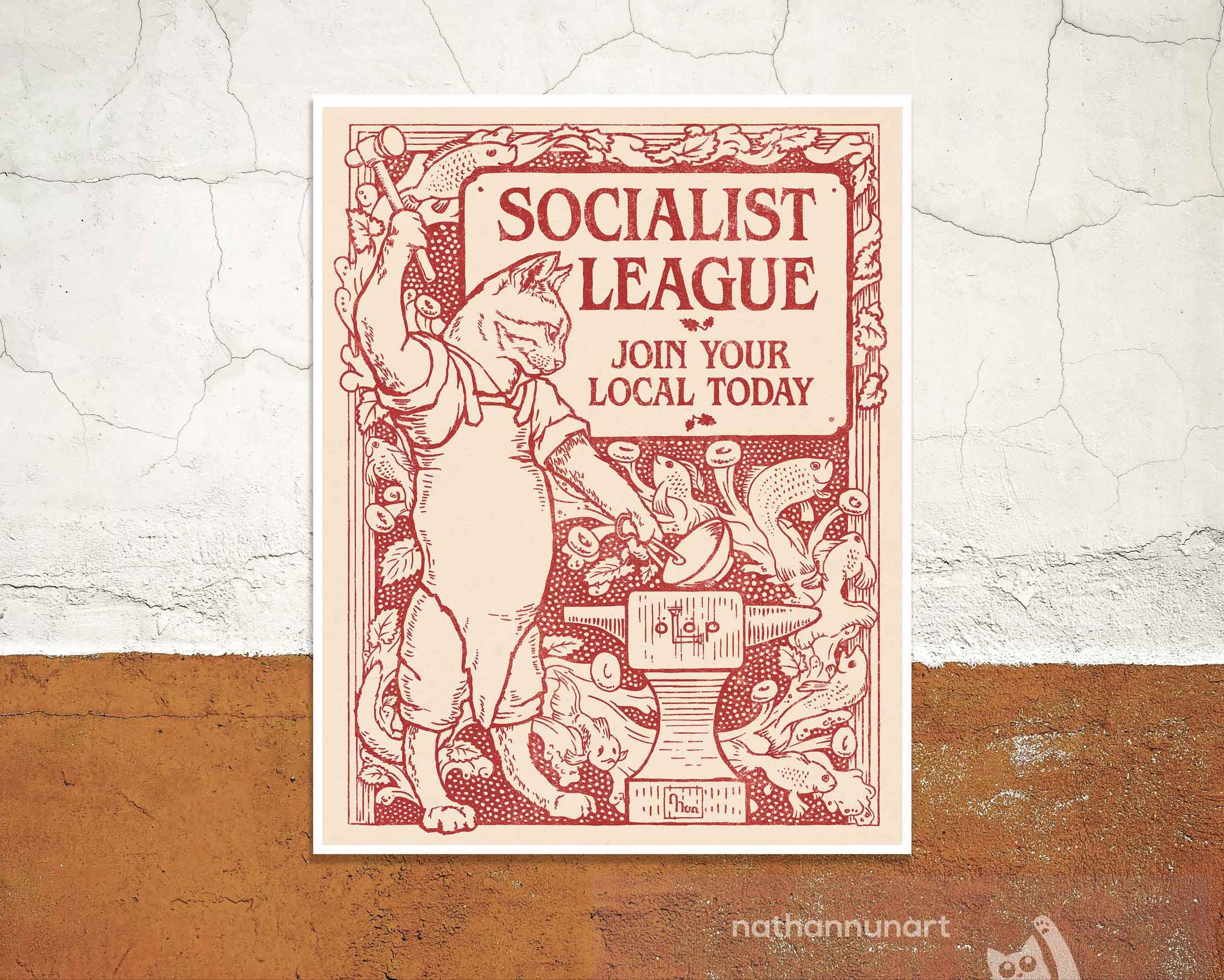 Soviet Cat Poster Socialist League - Etsy