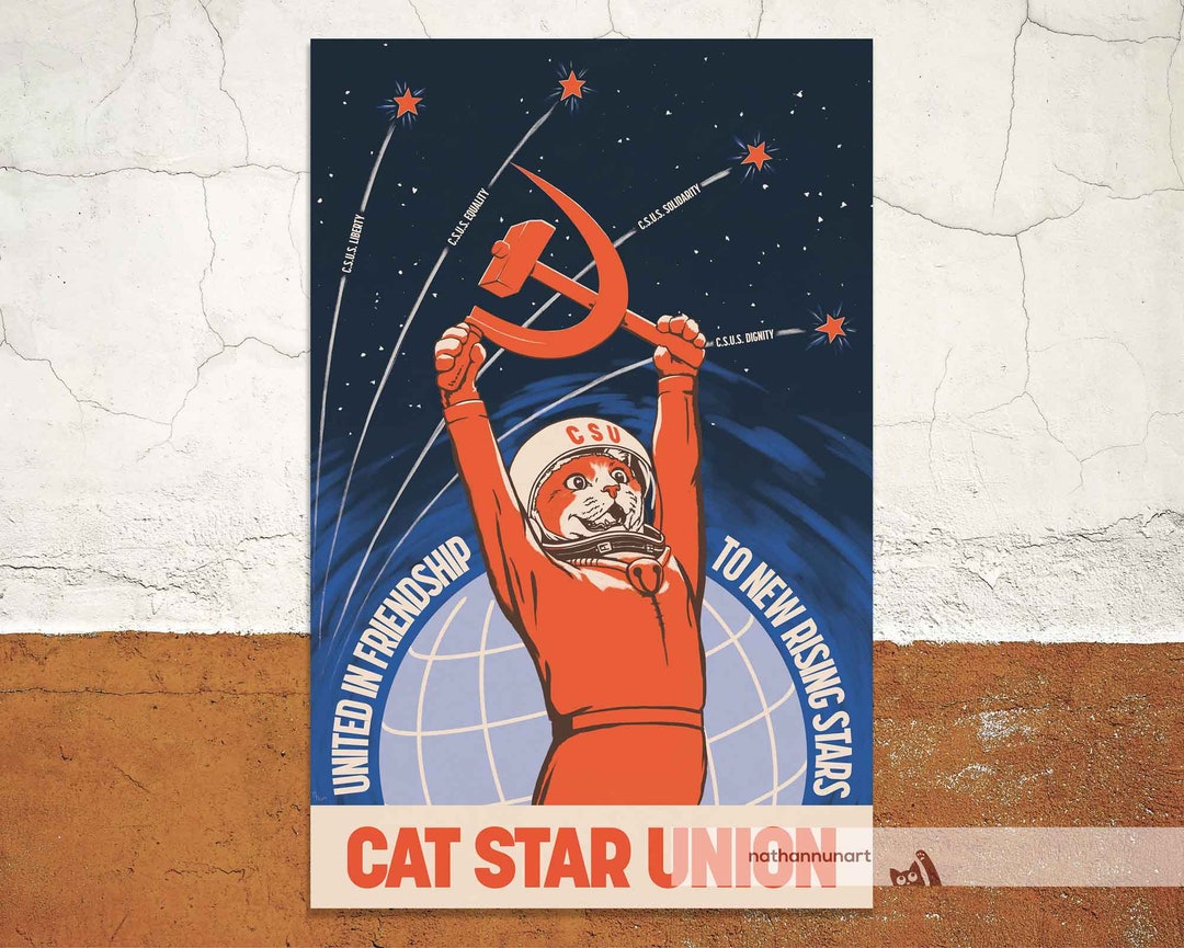 Soviet Cat Poster Cat Star Union - Etsy