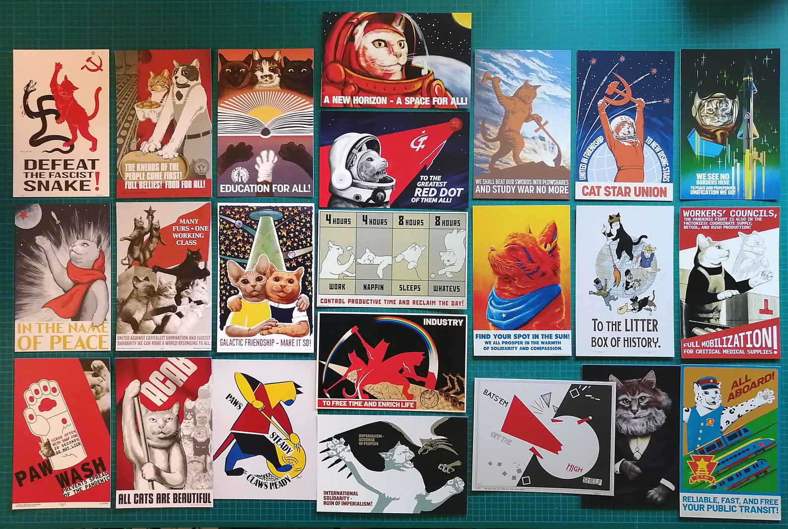 Soviet Cat Mini-print postcard Size Sovcat Small Prints 4 - Etsy