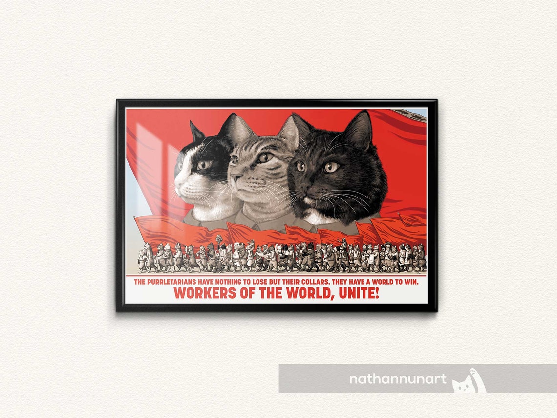 Soviet Cat Poster - Nothing to Lose but Their Collars - Etsy