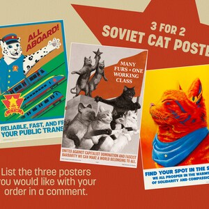 3 Soviet Cat Posters Deal Propaganda Posters - Etsy