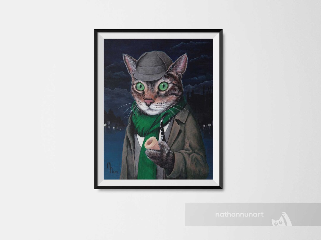 Sherlock Holms Cat Portrait Print - Etsy