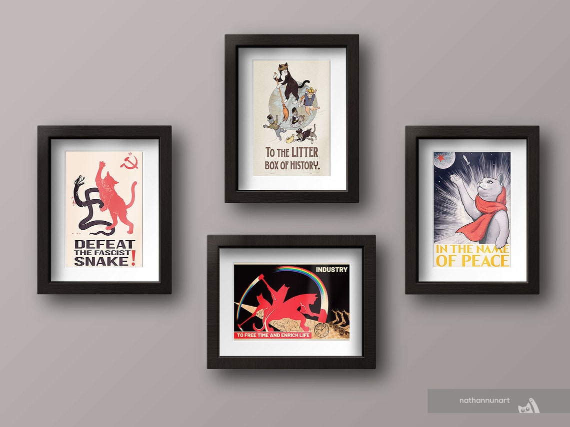 Soviet Cat Mini-print postcard Size Sovcat Small Prints 4 - Etsy