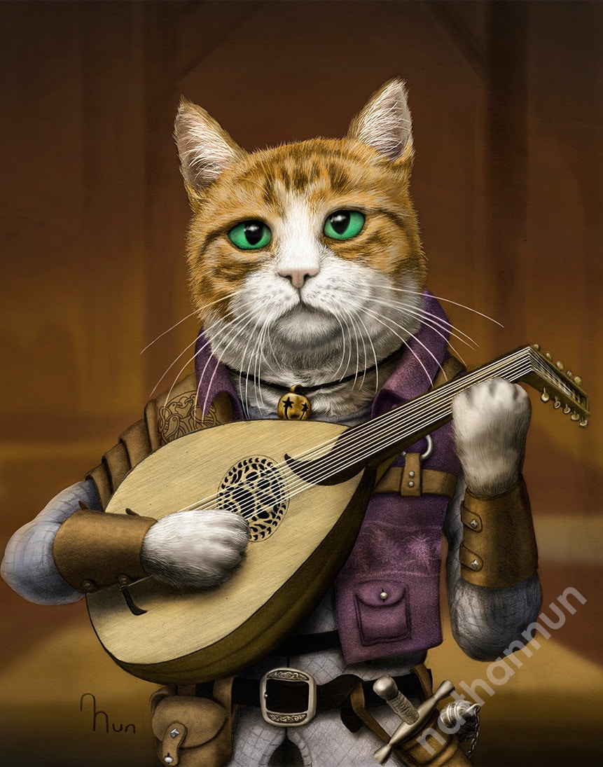 Fantasy Cat Hero - Bard Cat - Etsy Canada