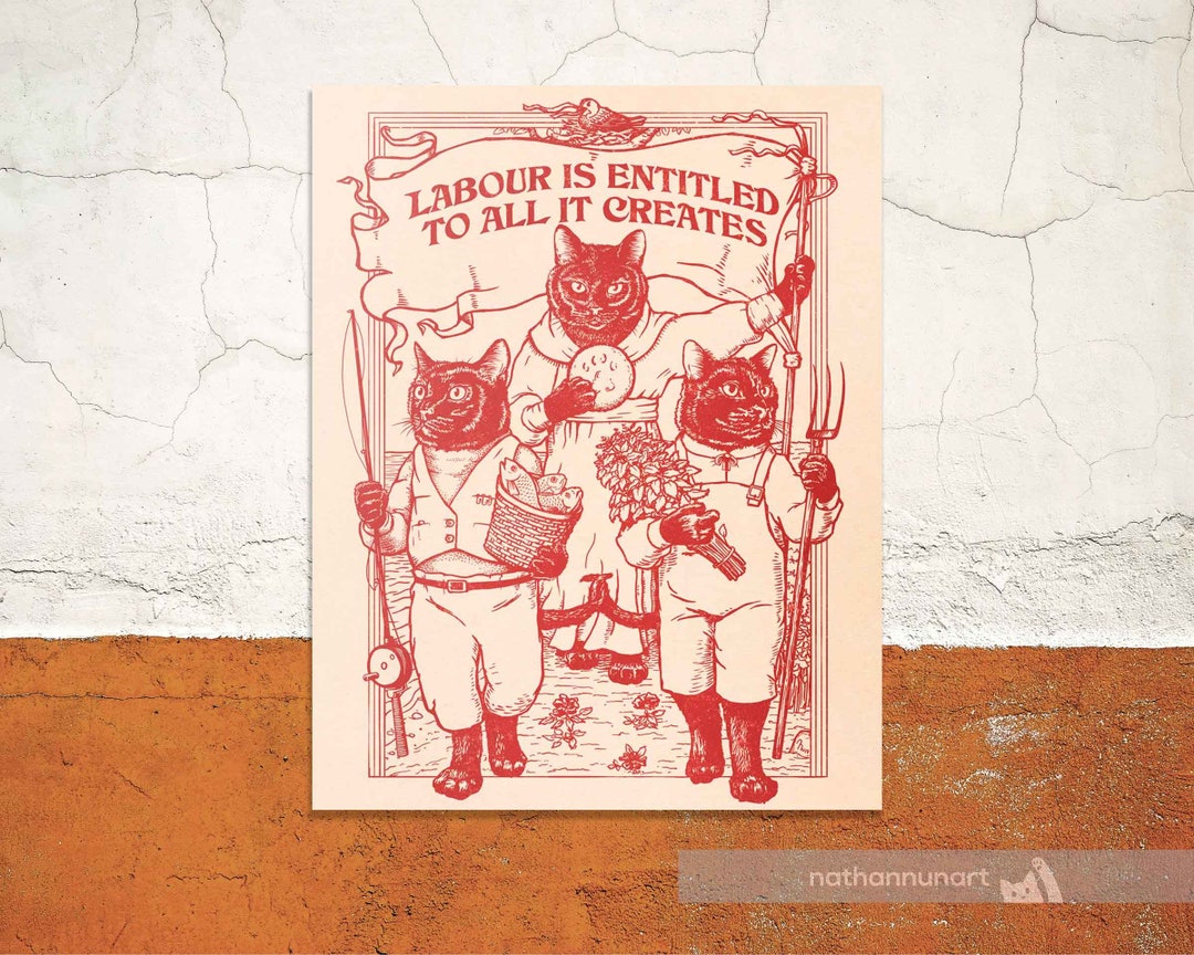 Soviet Cat Poster - Labour is Entitled to All It Creates - Etsy
