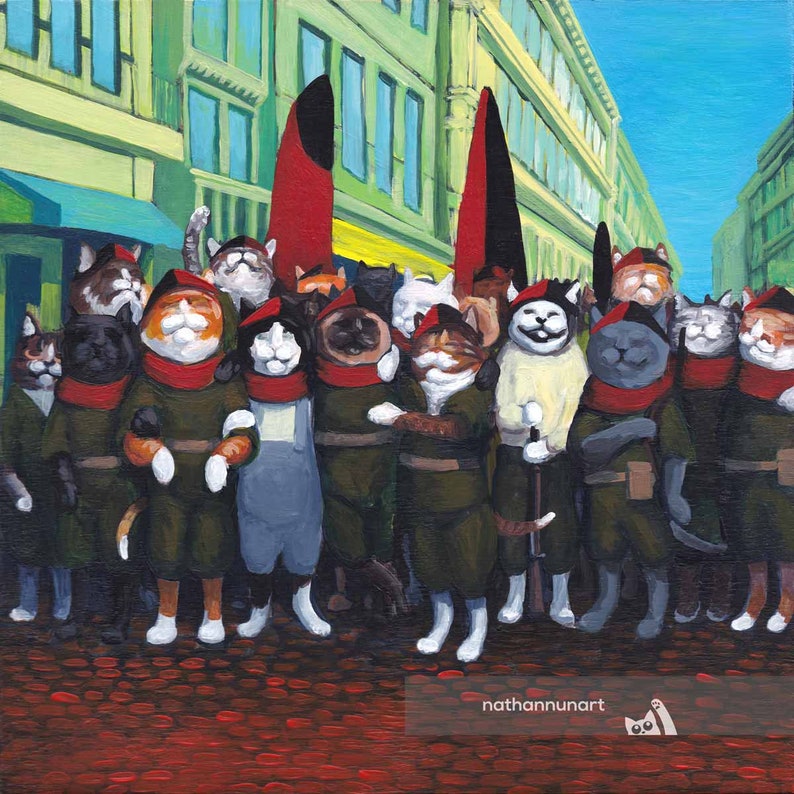The Anarchist Militia Cat Art Print - Etsy
