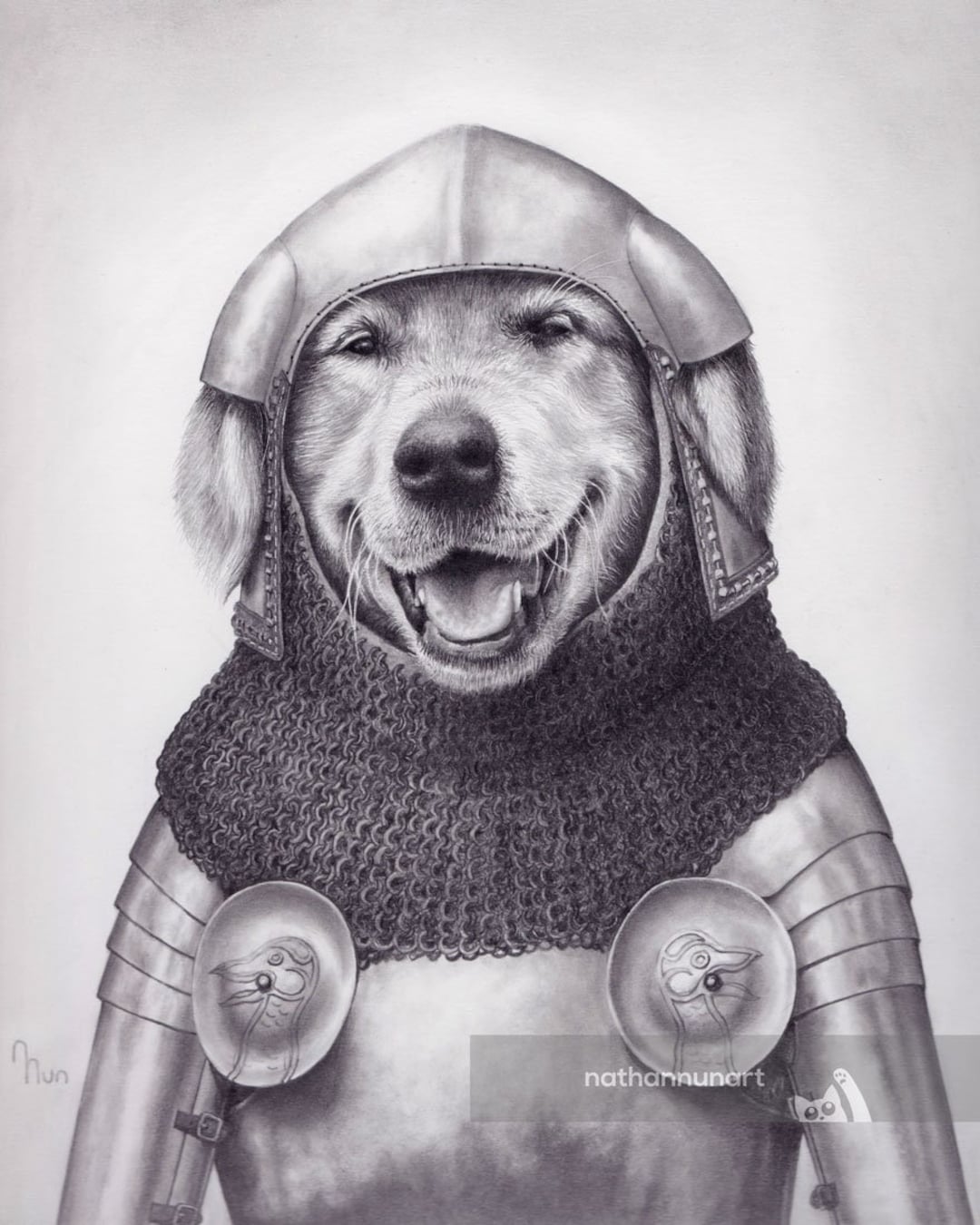 Golden Retriever Knight - Dog in 14th Century Armor - Dog Art Print - Etsy
