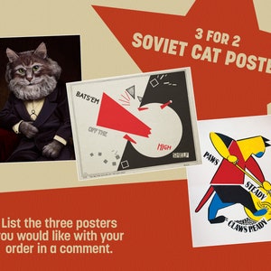 3 Soviet Cat Posters Deal Propaganda Posters - Etsy