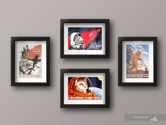 Soviet Cat Mini-print postcard Size Sovcat Small Prints 4 - Etsy