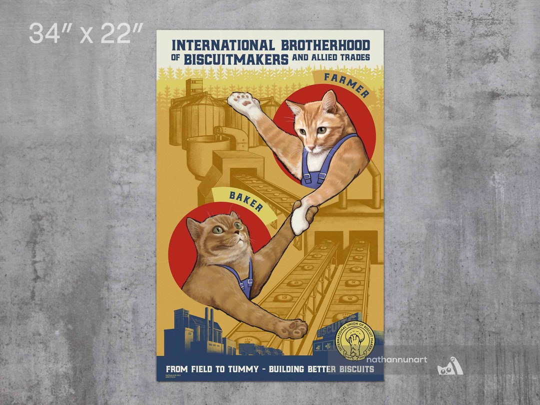 Soviet Cat Poster 34x22 Inch International Brotherhood of Biscuit ...