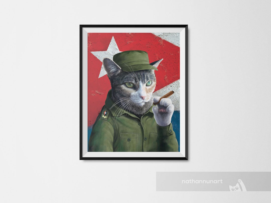 Fidel Catstro - Fidel Castro as a Cat Print - Etsy