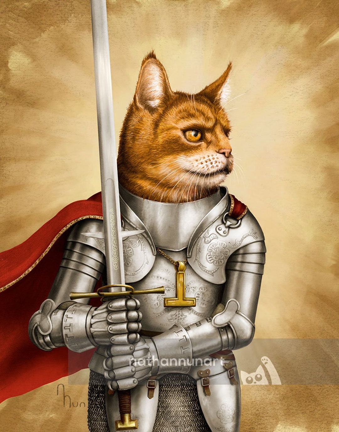 Fantasy Cat Hero - Paladin Cat - Etsy