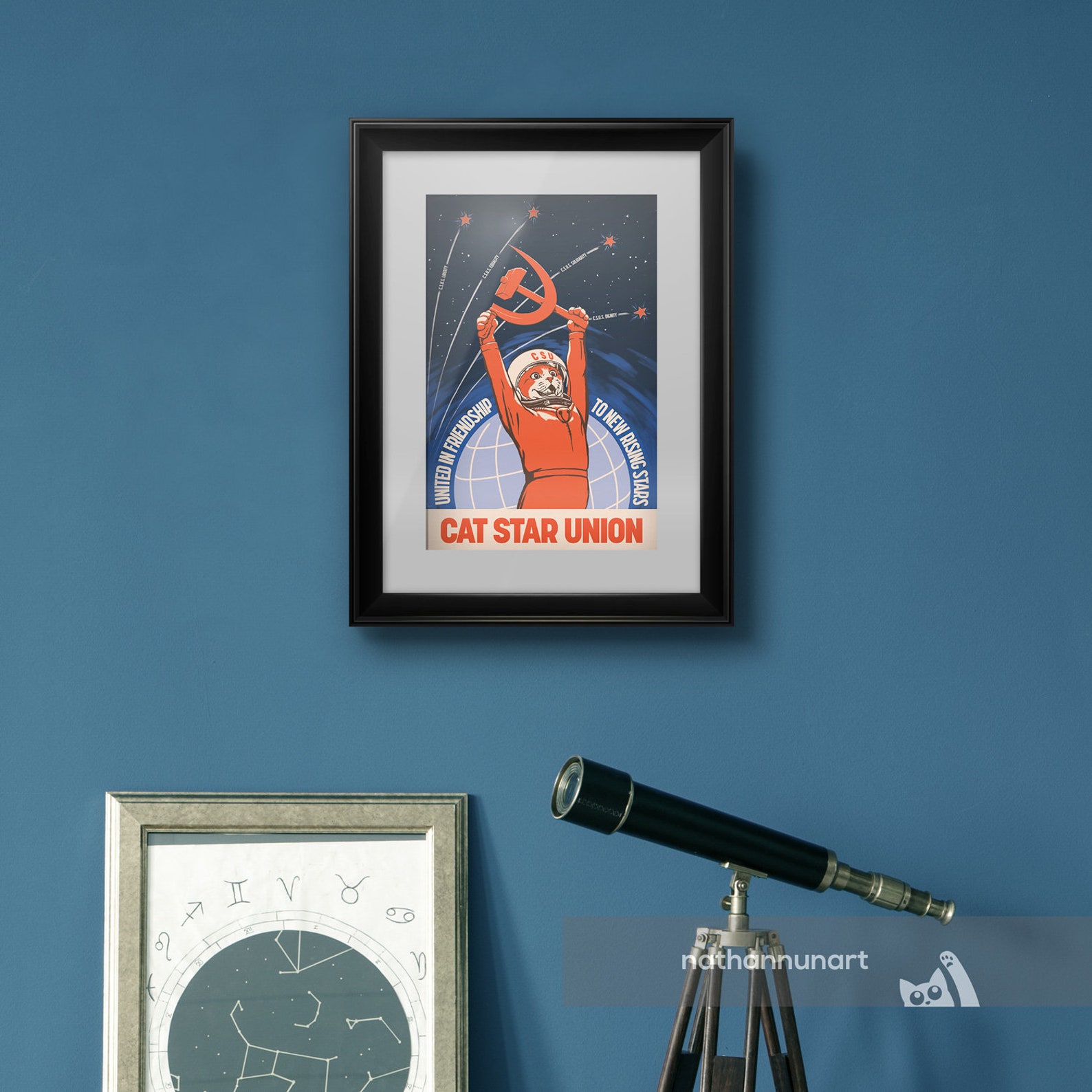 Soviet Cat Poster - Cat Star Union - Etsy