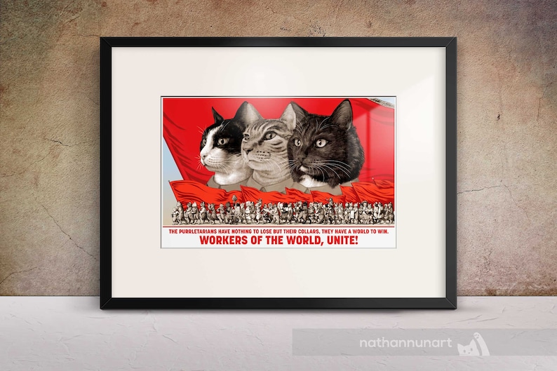 Soviet Cat Poster - Nothing to Lose but Their Collars - Etsy