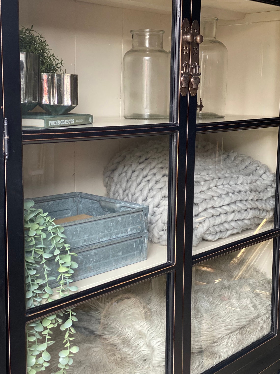 Large Black Glass Display Cabinet | Etsy