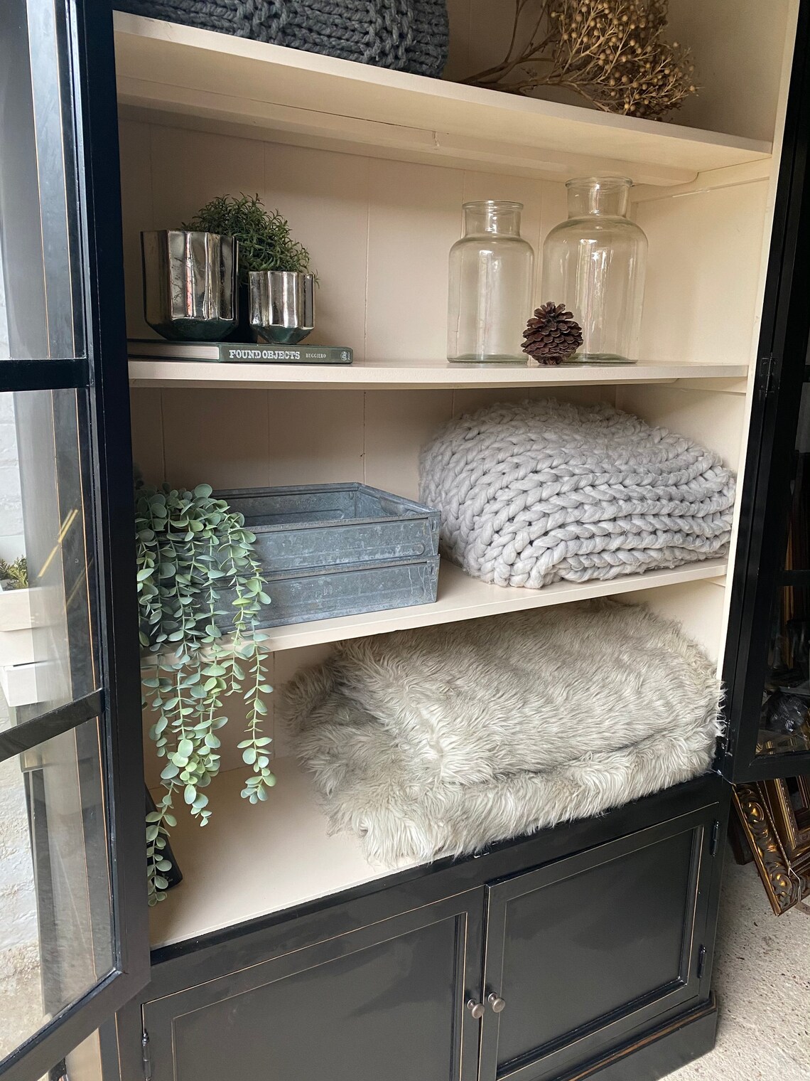 Large Black Glass Display Cabinet | Etsy