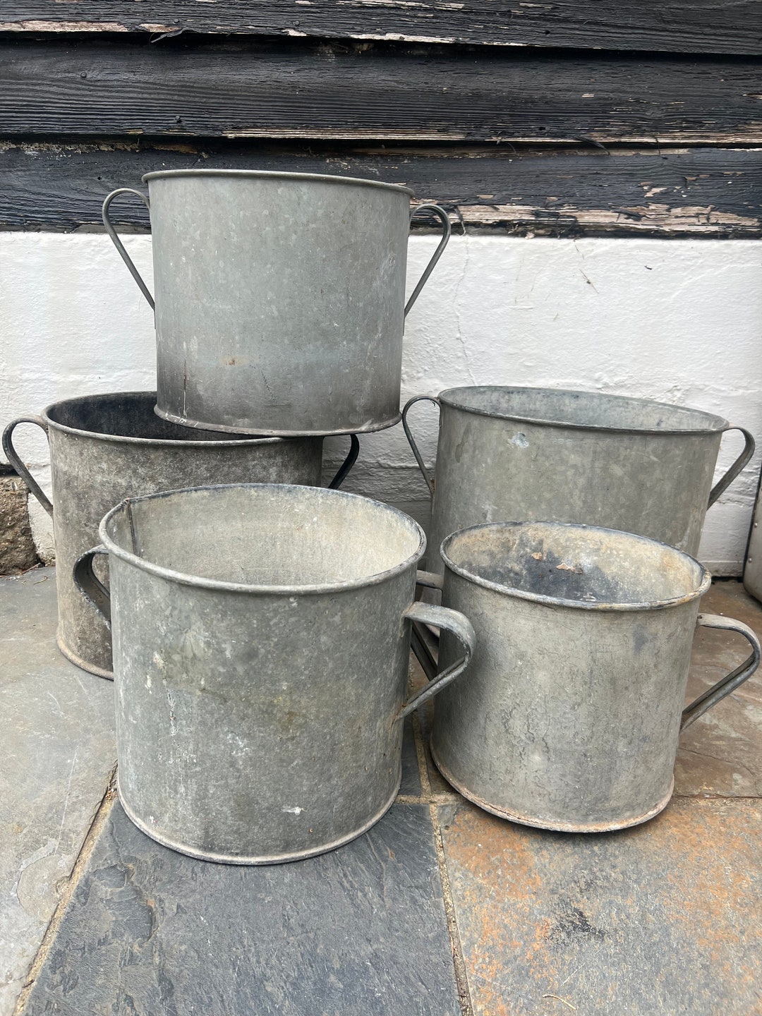 Large Galvanised Bucket With Handles / Dolly Tub Style Bucket - Etsy