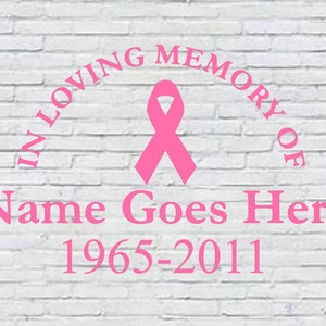 Personalized Breast Cancer Awareness Ribbon in Loving Memory - Etsy