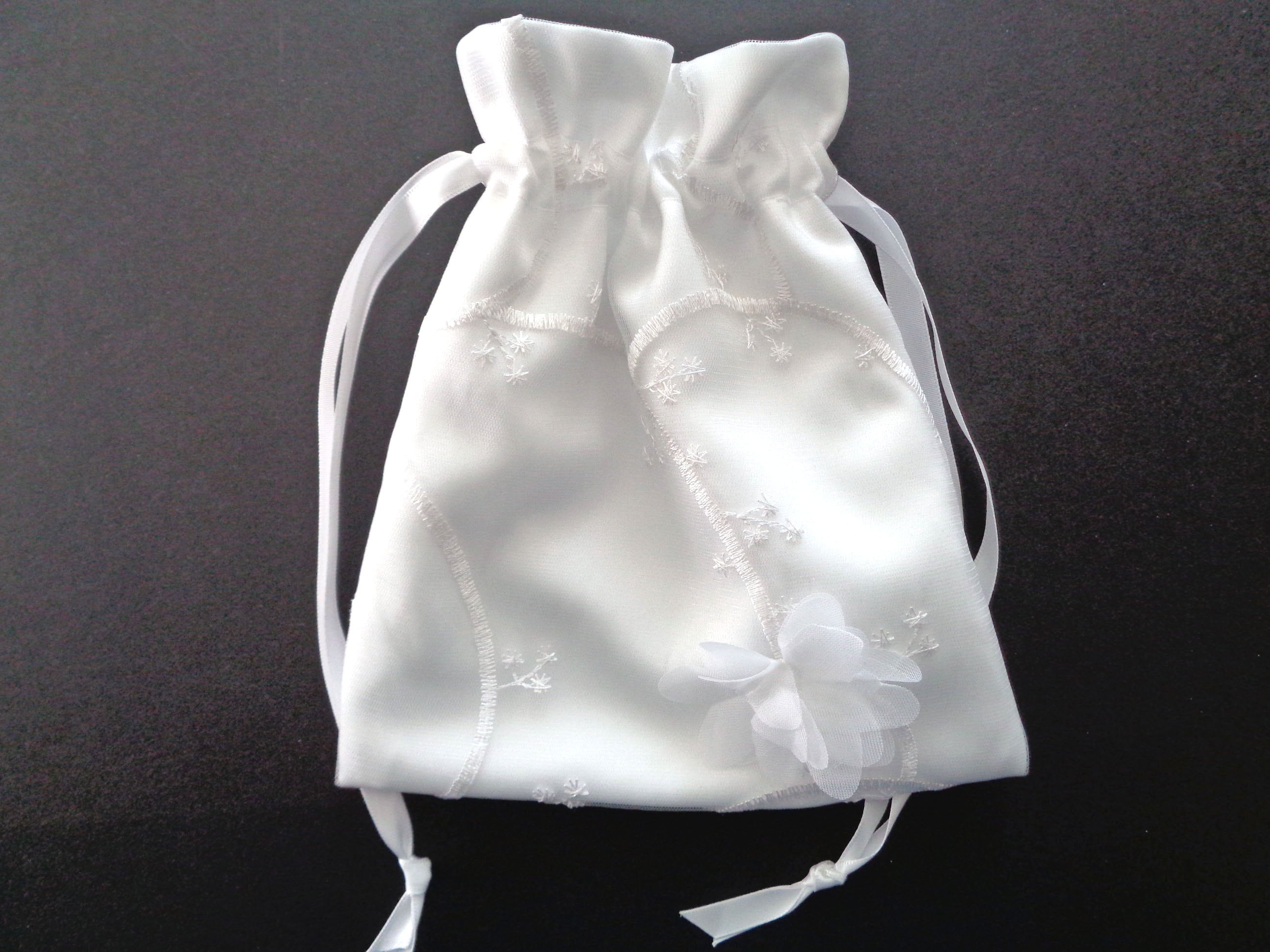 White Drawstring Bag, Dance Bag, Girl Purse, Flower Girl Bag ...