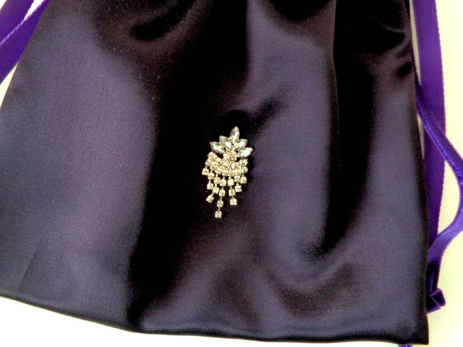 Purple Drawstring Bag, Evening Bag, Rhinestone Purse, Drawstring Bag ...