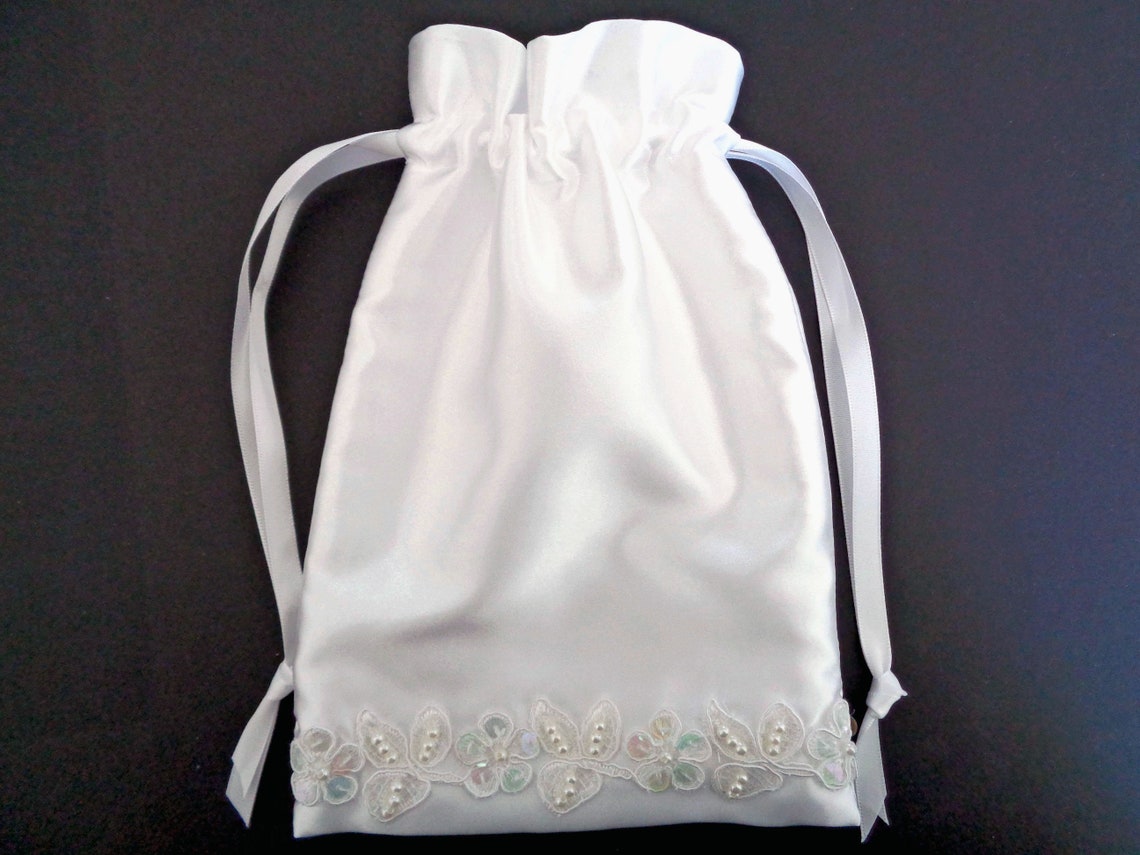 White Drawstring Bag, Drawstring Bag, Bride Purse, Money Bag, Money ...