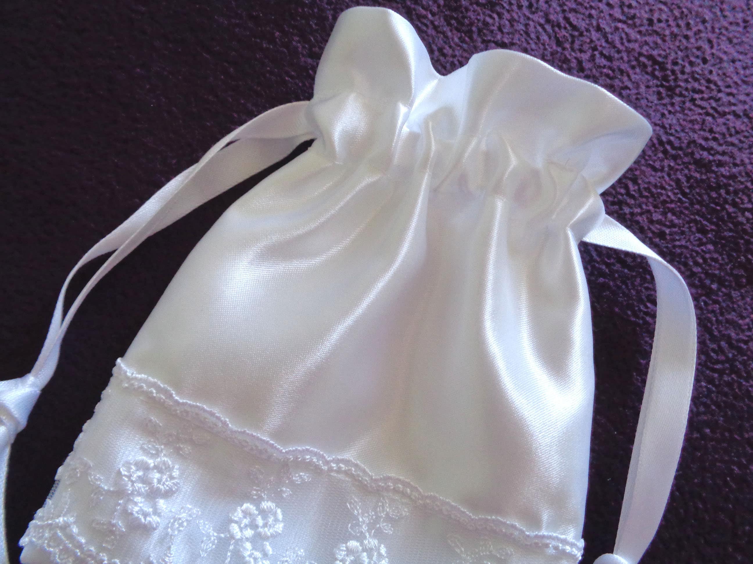 First Communion Purse, Flower Girl Bag, White Drawstring Bag ...