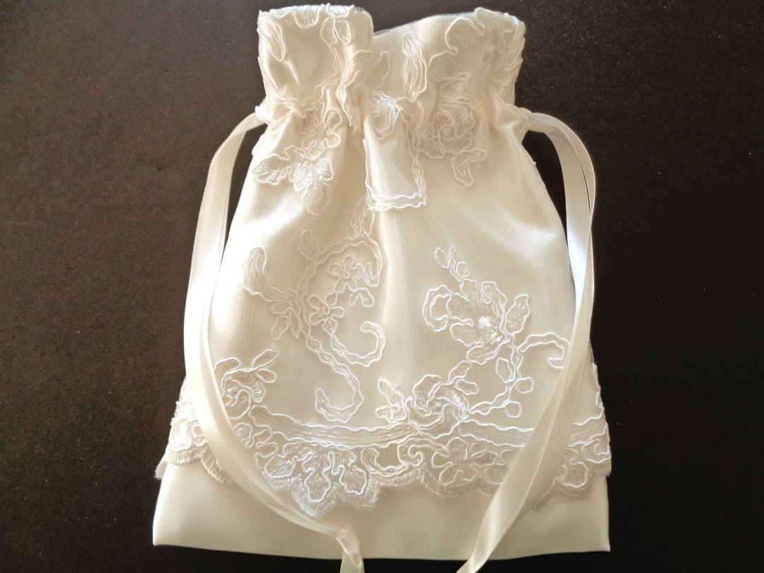 Ivory Drawstring Bag, off White Drawstring, Bride Money Bag, Money Dance Bag, Brides Purse ...