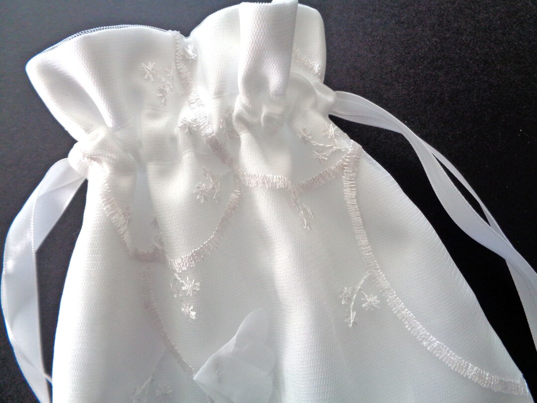 White Drawstring Bag, Dance Bag, Girl Purse, Flower Girl Bag ...