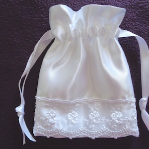 First Communion Purse, Flower Girl Bag, White Drawstring Bag ...