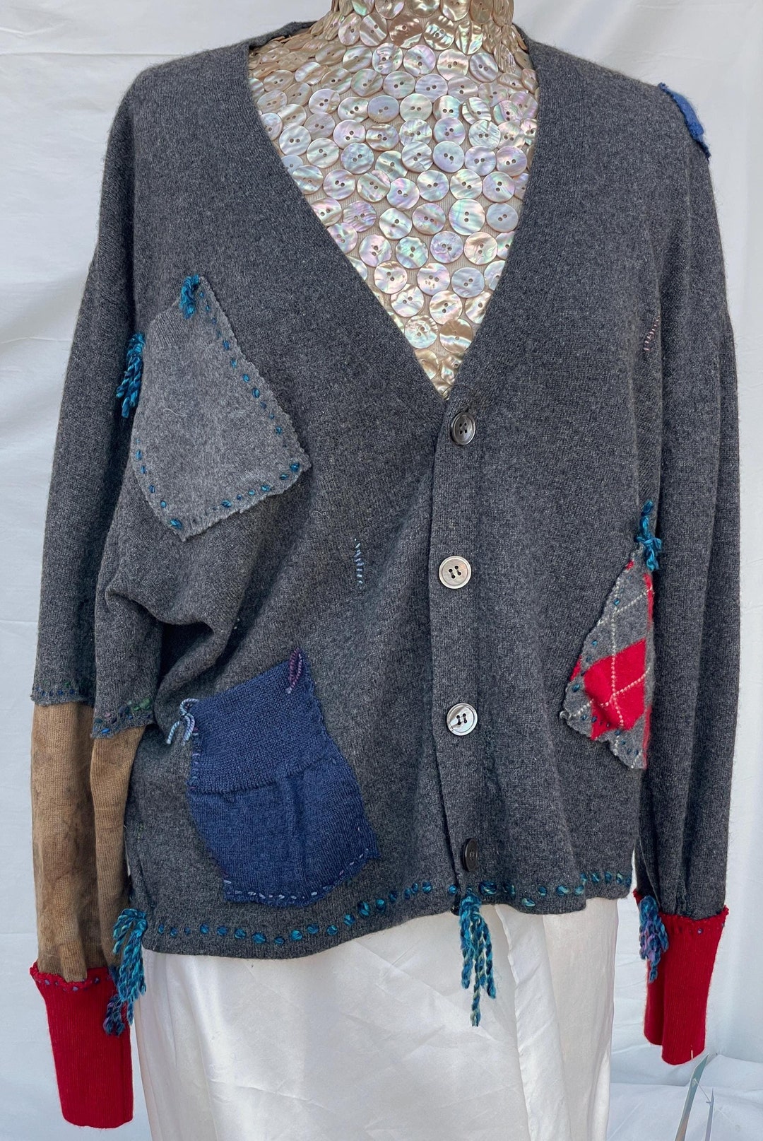 Repurposed Gray Cashmere Cardigan Sweater S58 - Etsy