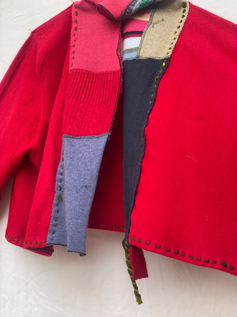 GRAU Upcycled Red Cashmere Scarf Sweater S18 - Etsy