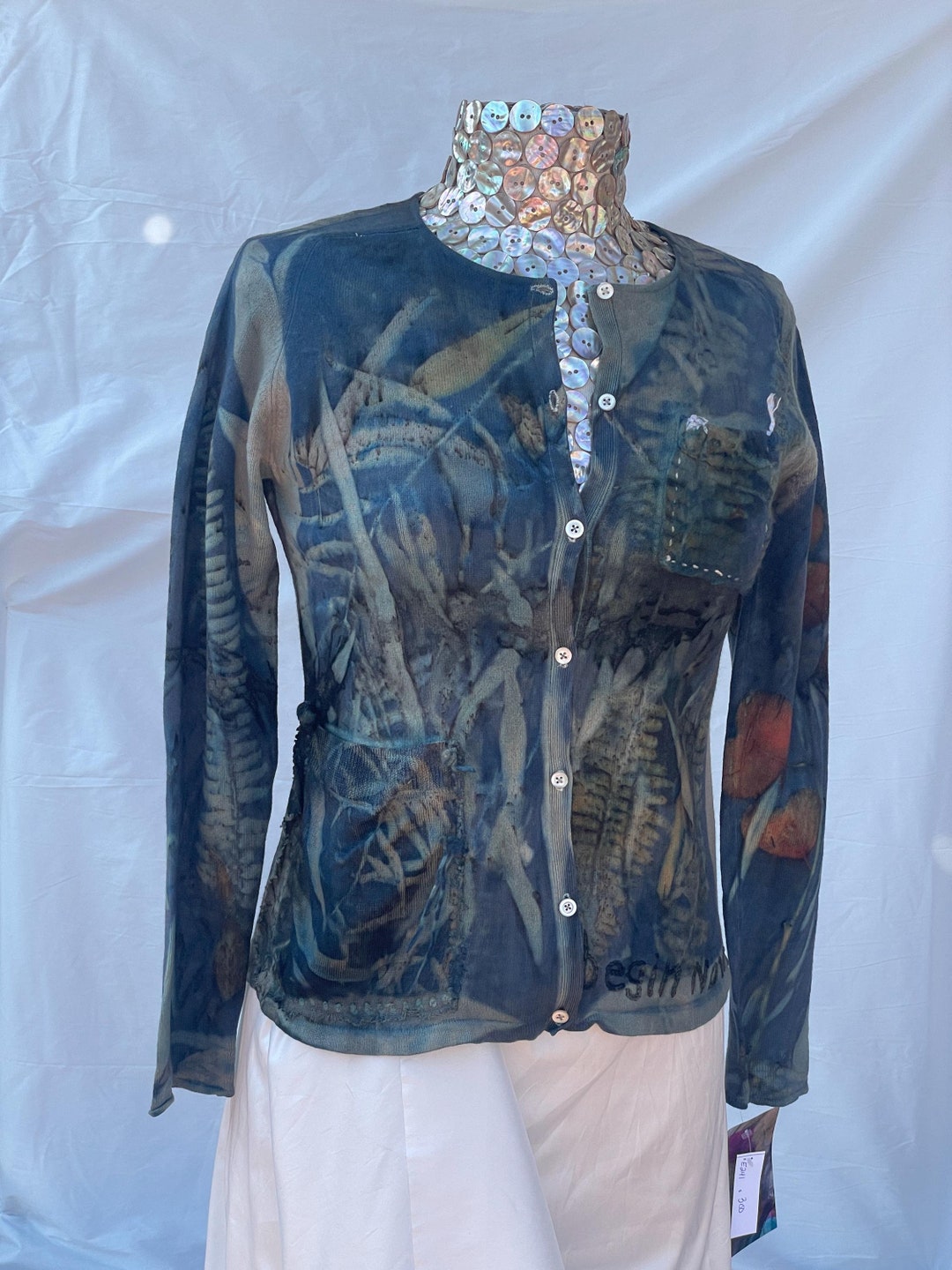 Eco Dye Repurposed Cashmere Cardigan With Message "begin Now" E241 - Etsy