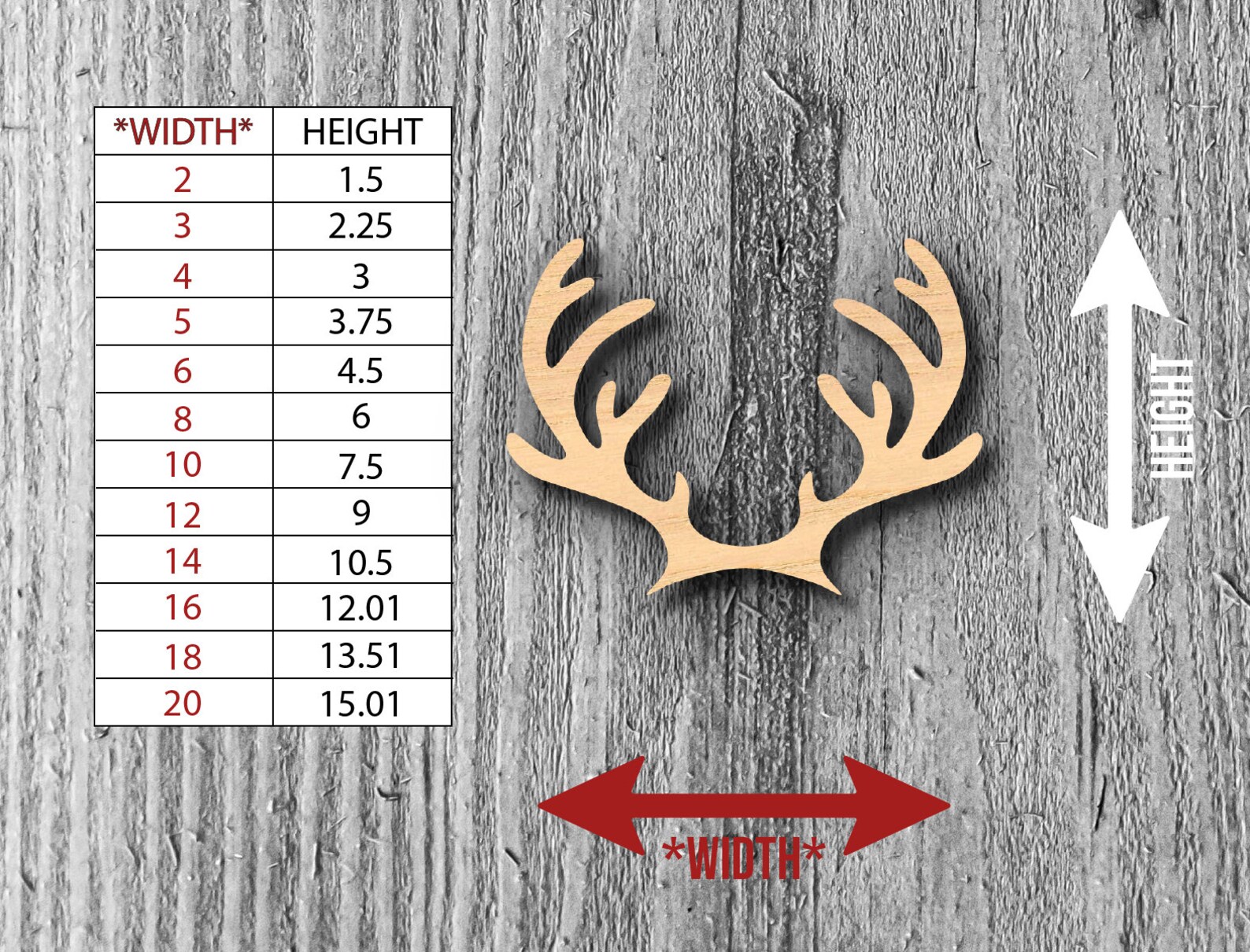 Reindeer Antlers Wood Laser Cutout; Volume Discounts, DIY Crafts, Decor ...