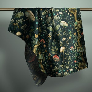 Dark Cottagecore Seamless Pattern Art Nouveau Red Mushroom and Vines ...