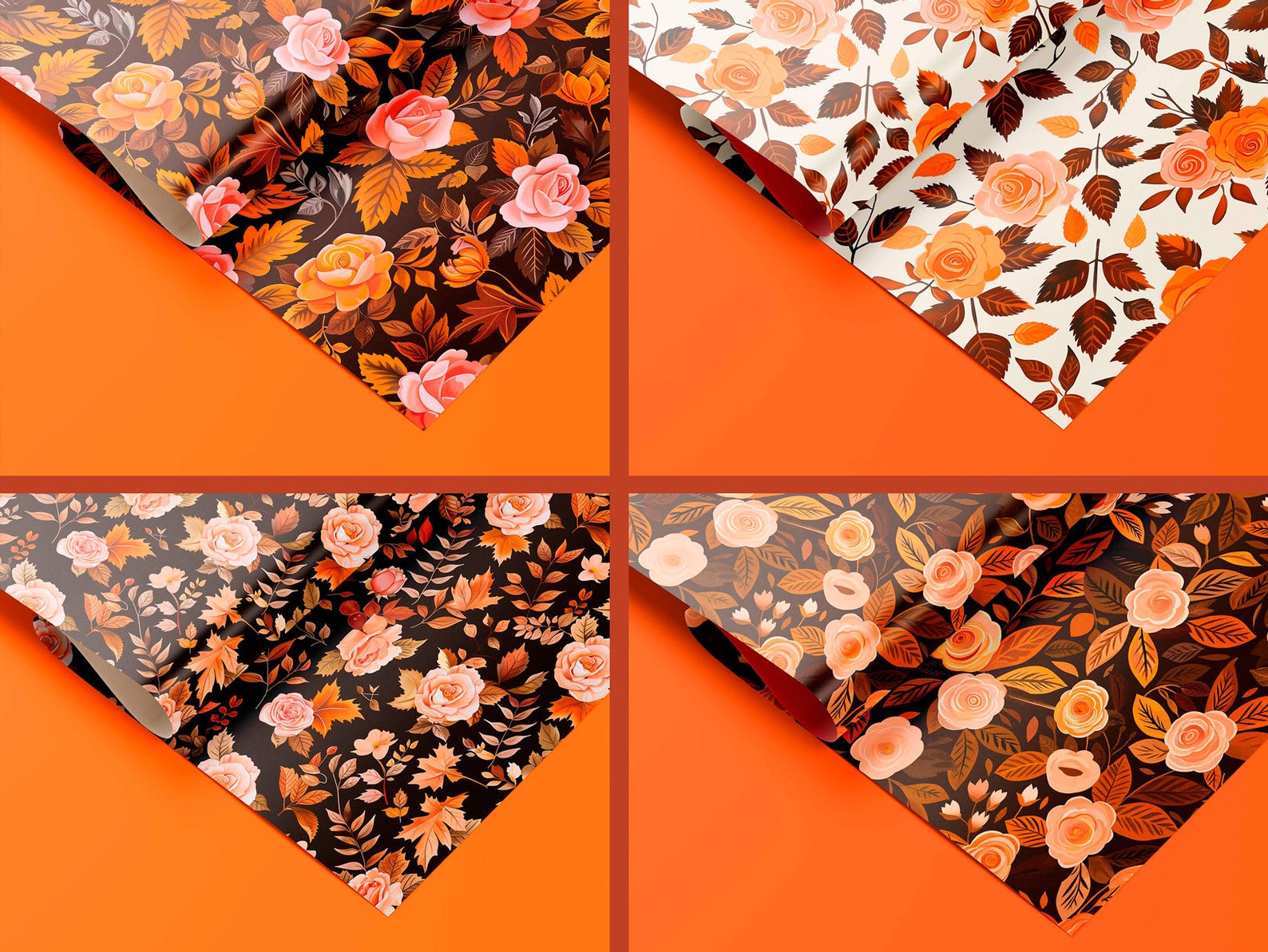 Fall Floral Boho Printable Paper Seamless for Autumn Flower and Leaves ...