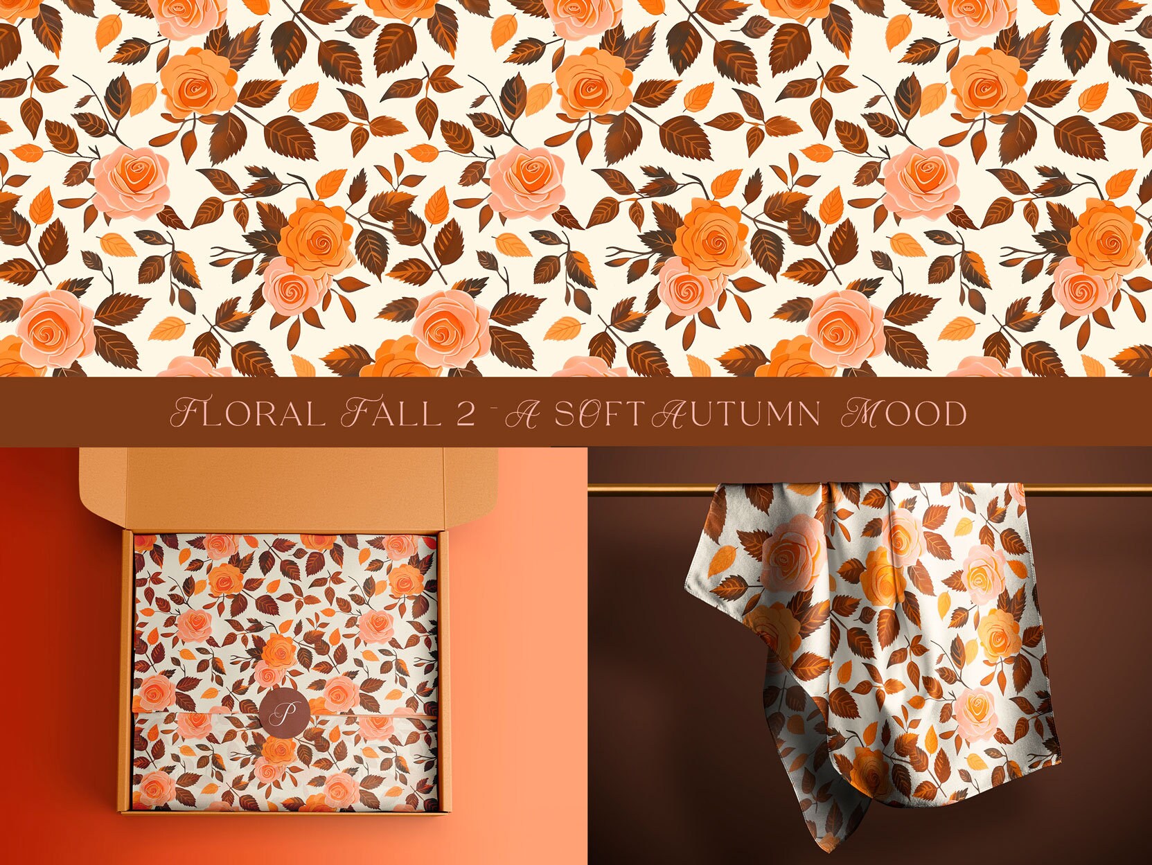 Fall Floral Boho Printable Paper Seamless for Autumn Flower and Leaves ...