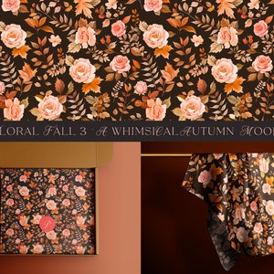 Fall Floral Boho Printable Paper Seamless for Autumn Flower and Leaves ...