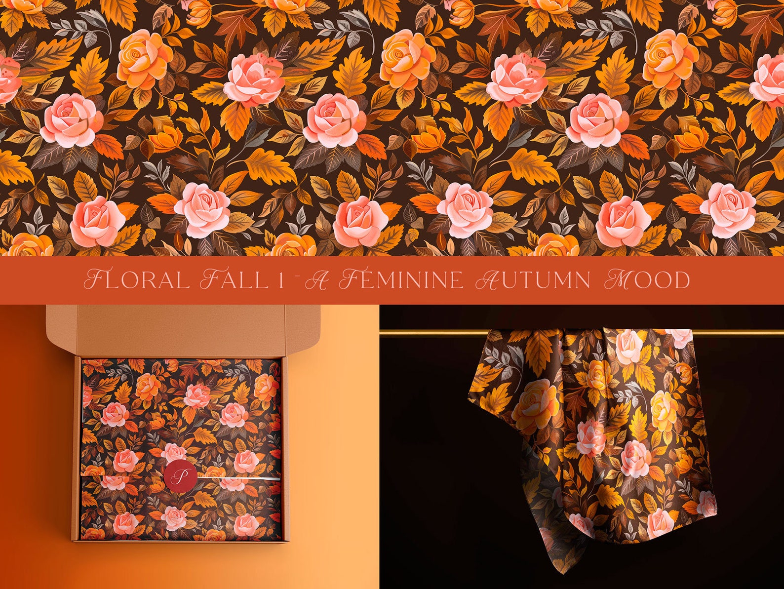 Fall Floral Boho Printable Paper Seamless for Autumn Flower and Leaves ...