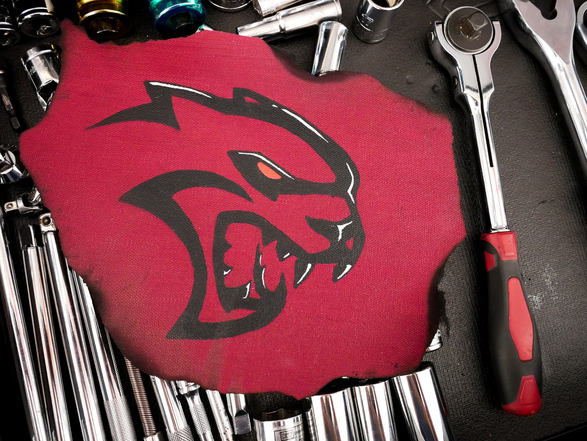 Dodge Hellcat "hell Singed" Custom, Frameless Painting - Etsy