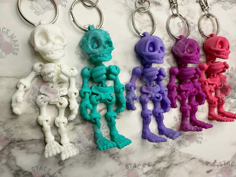 Mini Flexi Skeleton Articulating 3D Print Customizable Keychain, Fidget ...