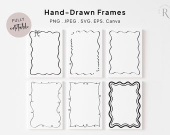 Hand Drawn Wavy Scalloped Border Frame SVG PNG Drawing Curly Scribble ...