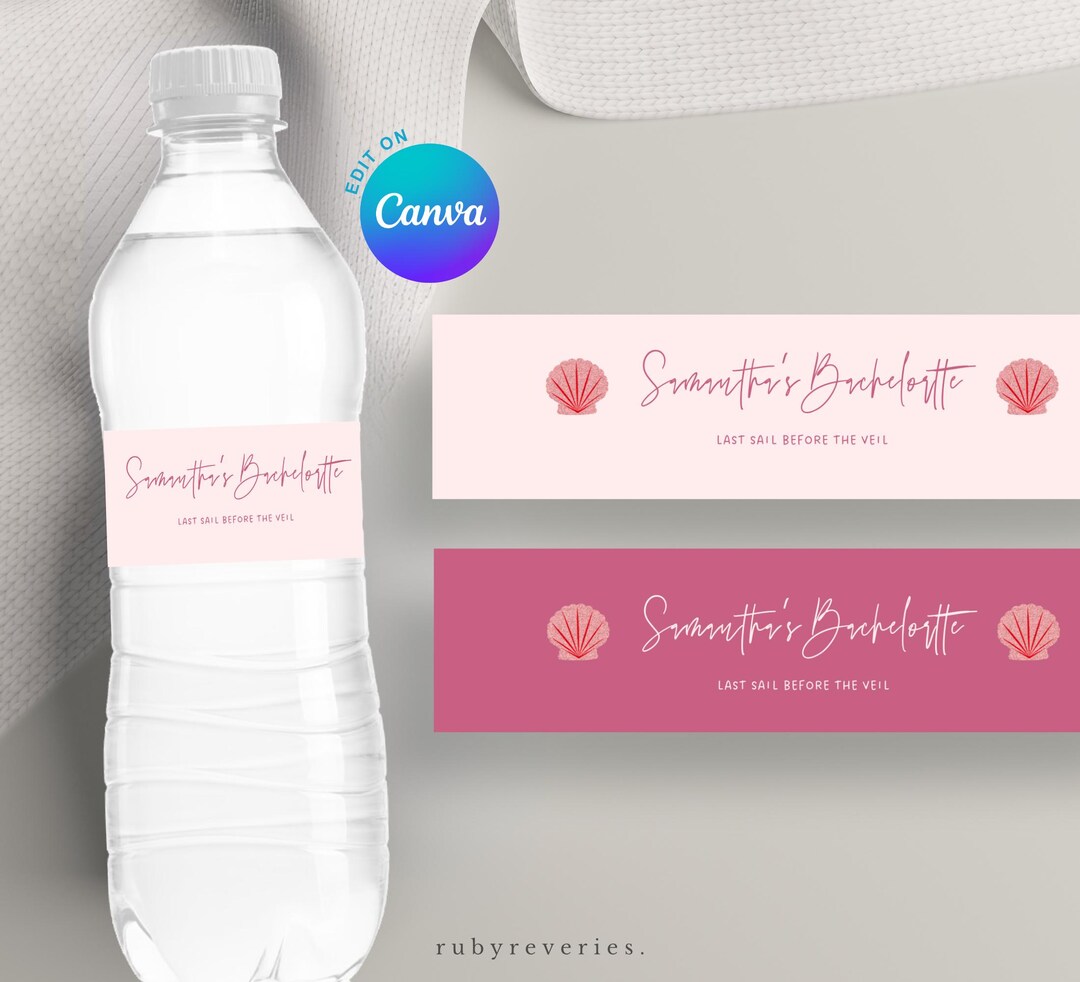Editable Pink Water Bottle Label Template: Bridal Shower, Bachelorette ...