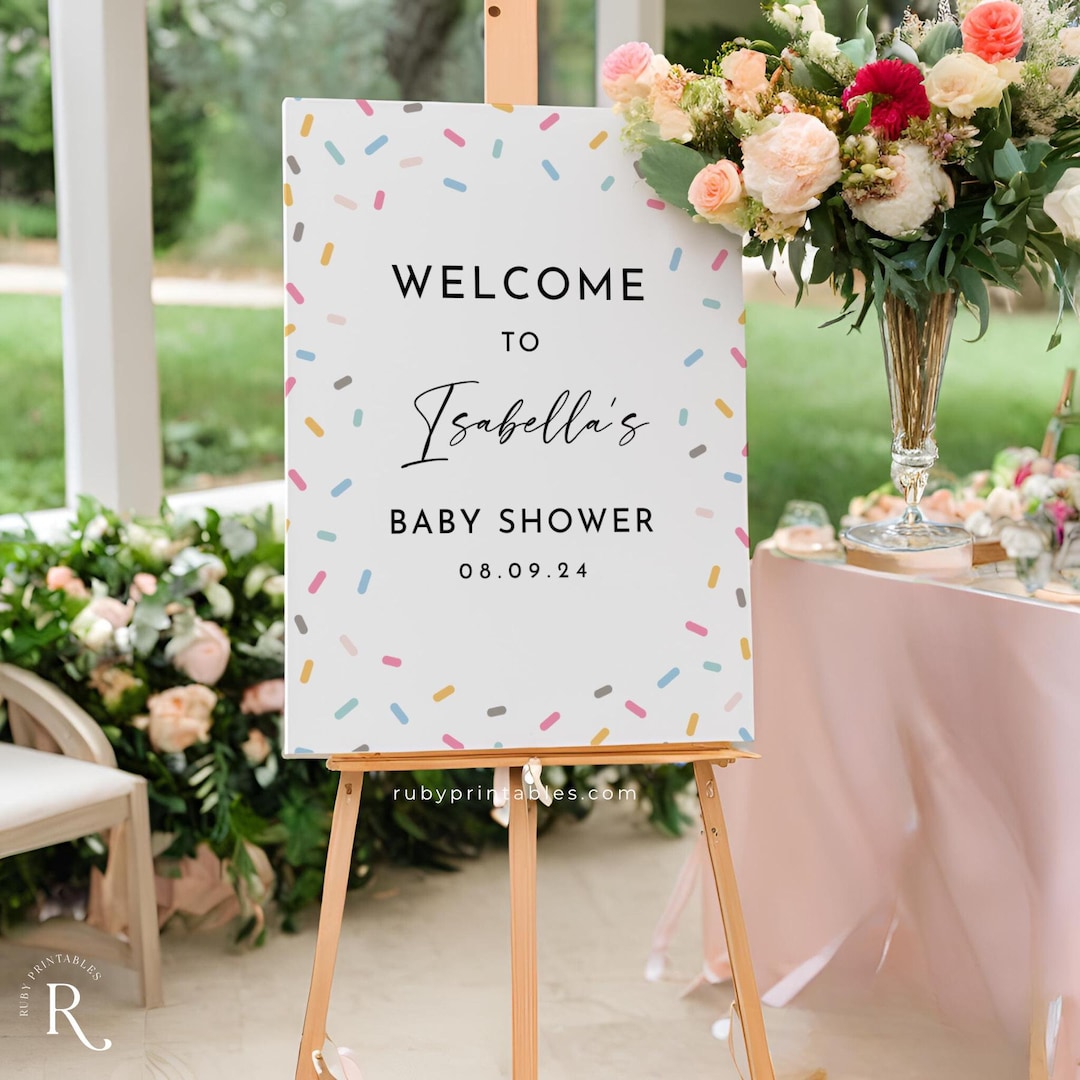 Editable Baby Shower Welcome Sign, Baby Sprinkle Sign, Baby Shower ...