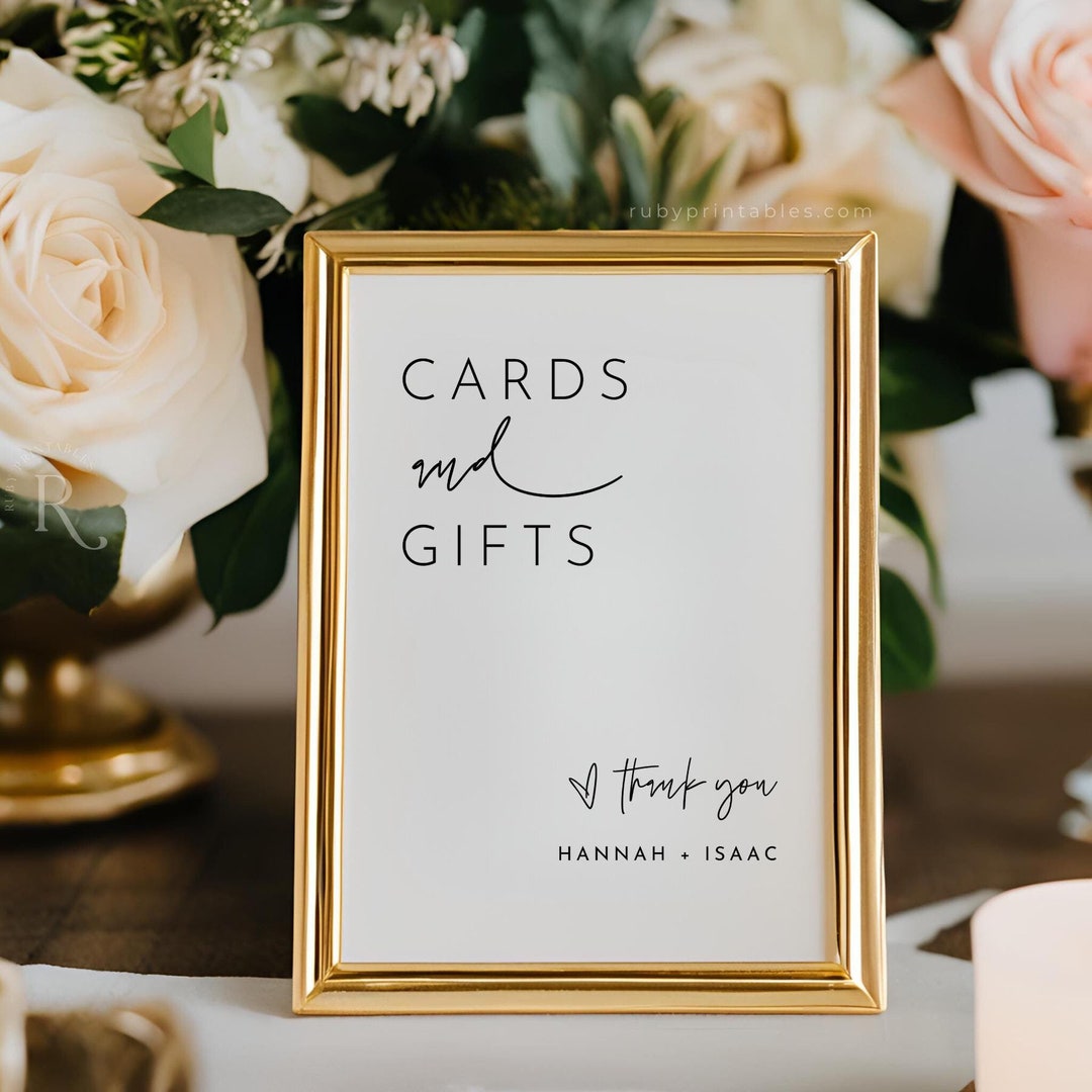 Editable Cards and Gifts Sign Template, Modern Minimalist, Wedding ...