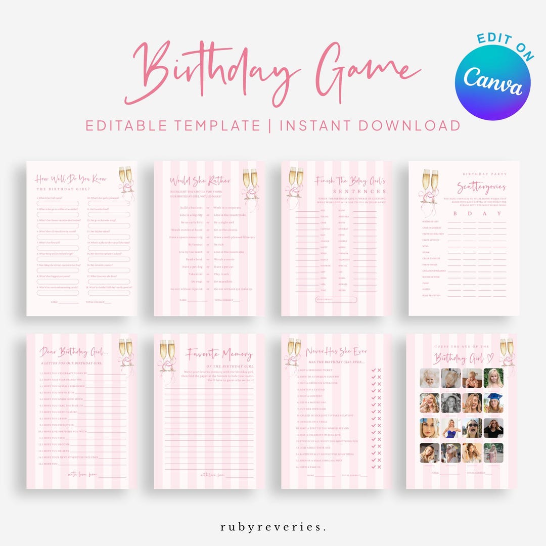 Birthday Party Games for Girl Bday, Fun Girls Night Party Activity ...
